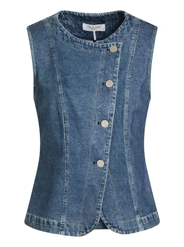 Rag & Bone Miramar Olivia Denimeffect Ponte Vest - Blue