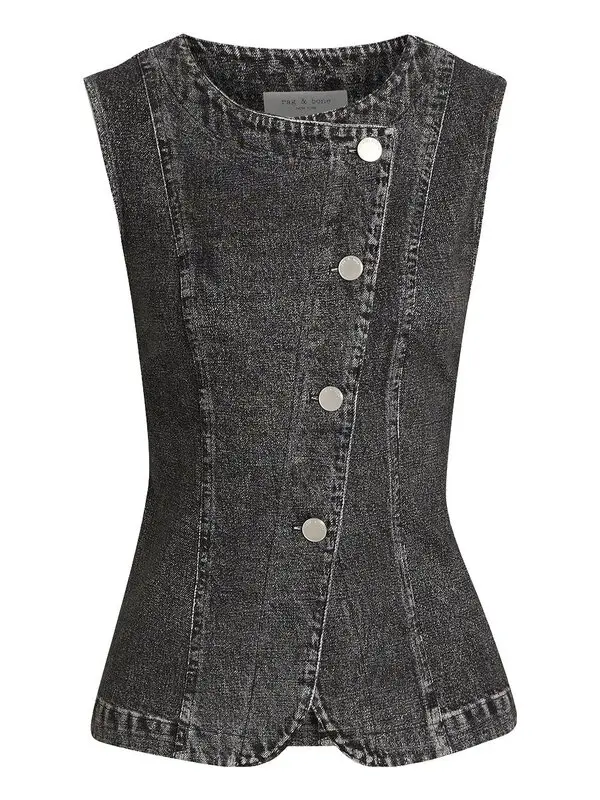 Rag & Bone Miramar Olivia Denimeffect Ponte Vest - Charcoal