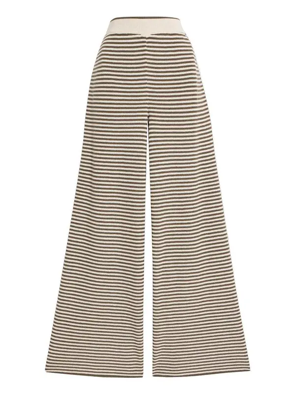 Brunello Cucinelli Striped Cotton Wide-leg Pants - Ecru