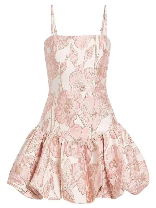 PatBO Petal Metallic Floral-jacquard Mini Dress - Baby Pink
