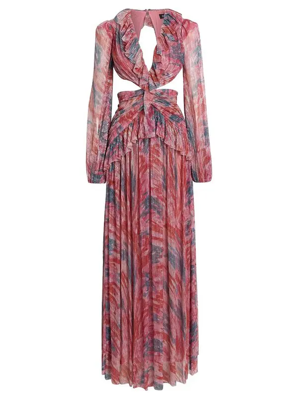 PatBO Twist Cutout Printed Maxi Dress - Pink
