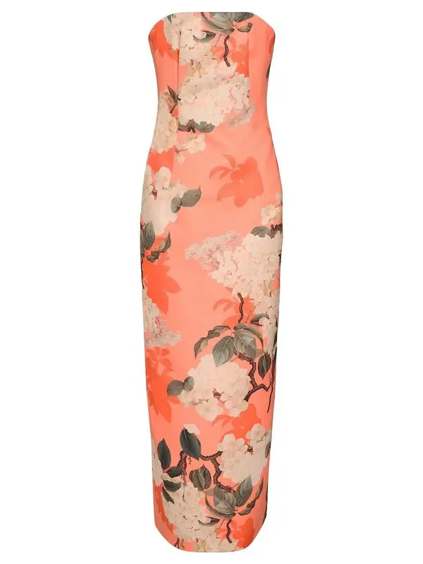 LEO LIN Rayna Strapless Floral-print Maxi Dress - Papaya