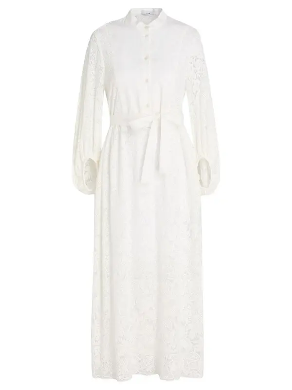 Erdem Belted Poplin-paneled Cotton-blend Lace Midi Shirt Dress - White
