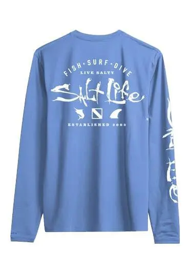 SALT LIFE Waterman’s Trifecta Slx Performance Long Sleeve - Harbor Blue Heather