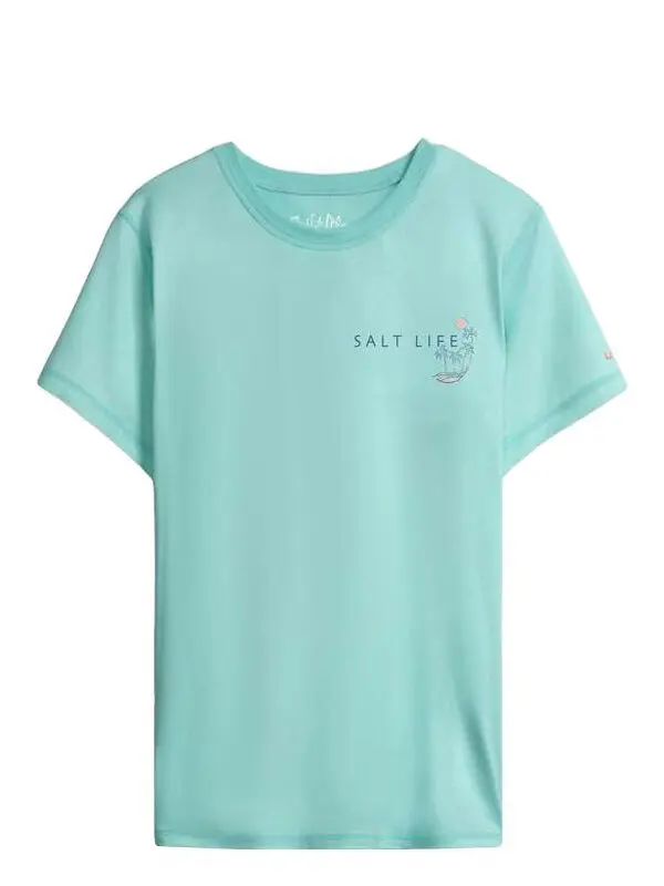 SALT LIFE Go Fish Tuna Performance Short Sleeve Tee - Lt Aruba Heather