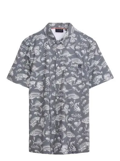 SALT LIFE Fish N Bones 2.0 Performance Woven Shirt - Castle Rock