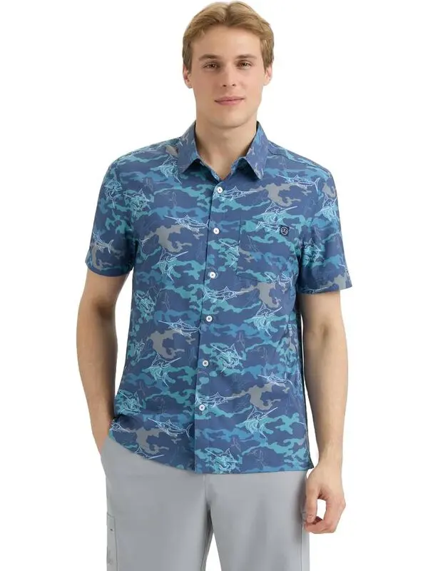 SALT LIFE Frigate Stealth Performance Woven Shirt - Vintage Indigo
