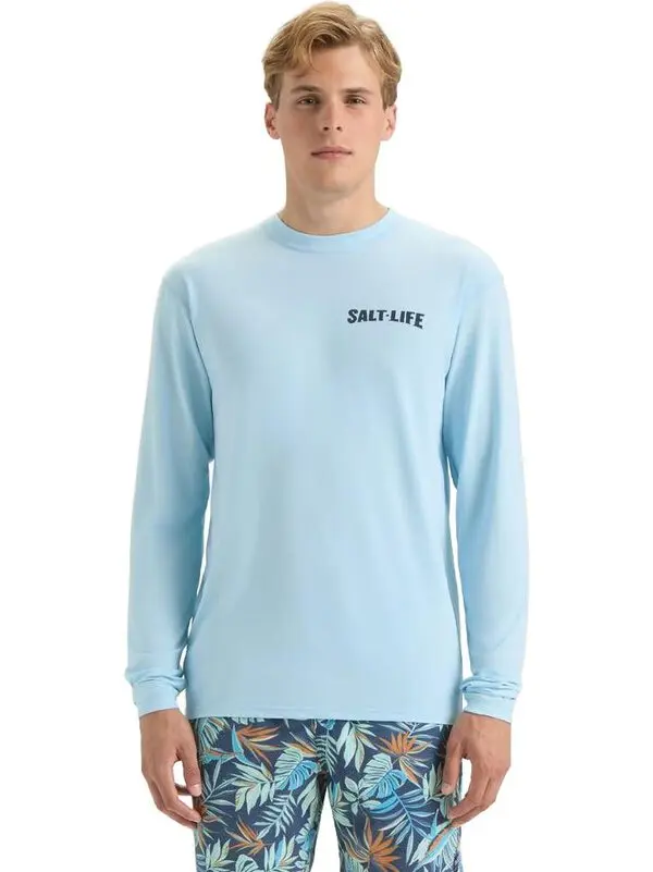 SALT LIFE Performance Long Sleeve Shirt - Glacial Blue Heather