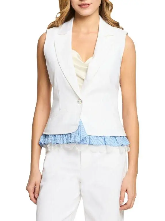 Cinq À Sept Jessie Ruffle Hem Vest - White/multi