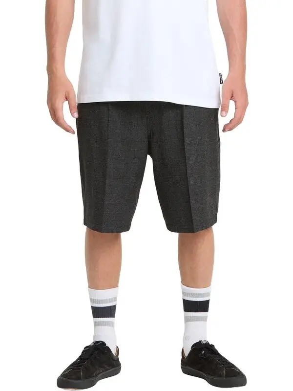 Quiksilver Gilroy Glen Check Pleated Shorts - Iron Gate