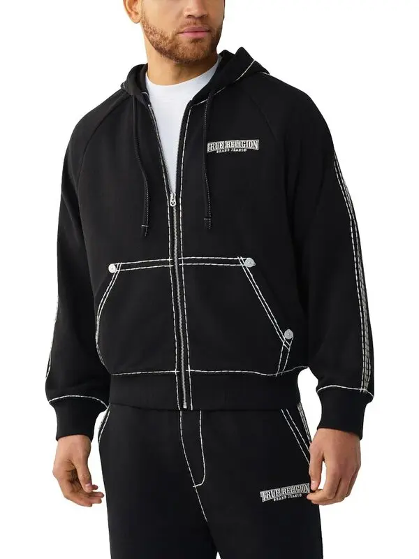 True Religion Super T Boxy Zip-up Hoodie - Jet Black