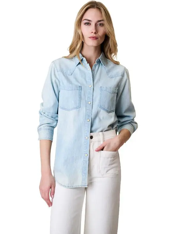 MAREA Denim Western Shirt - Pale Wash