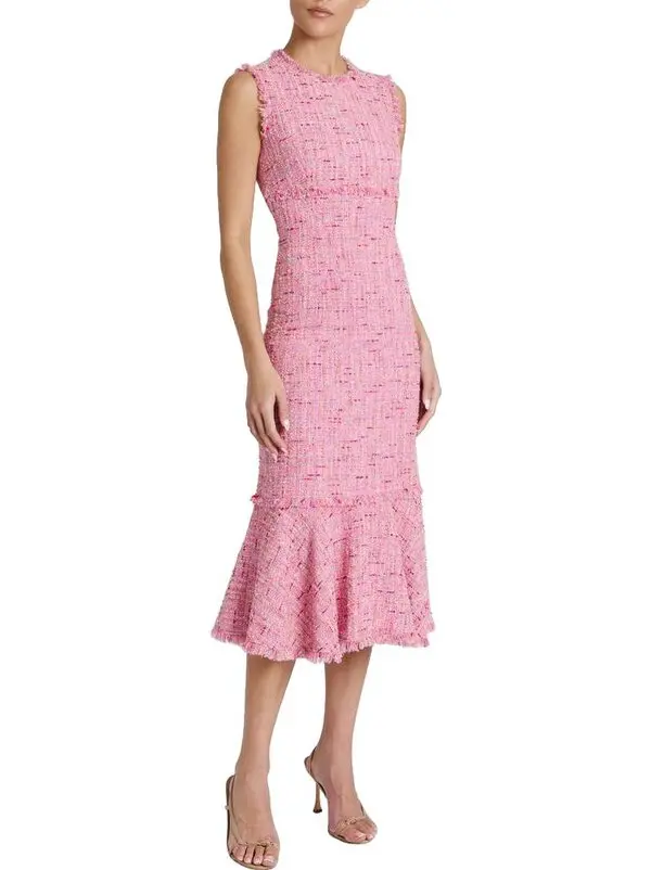 Santorelli Andi Sleeveless Sheath Tweed Dress - Candy Pink