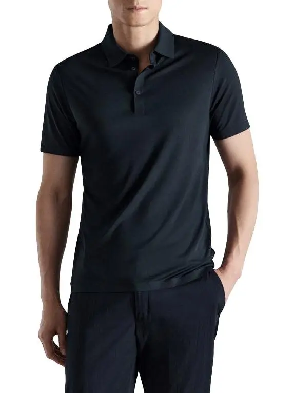 Mango Comfort Stretch Polo - Navy