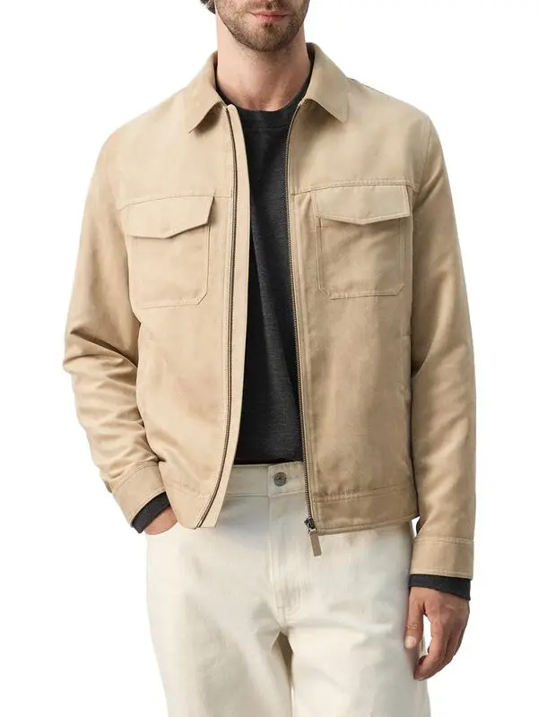 Mango Faux Suede Jacket - Beige