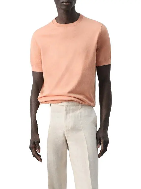 Mango Fine Knit Cotton T-shirt - Salmon