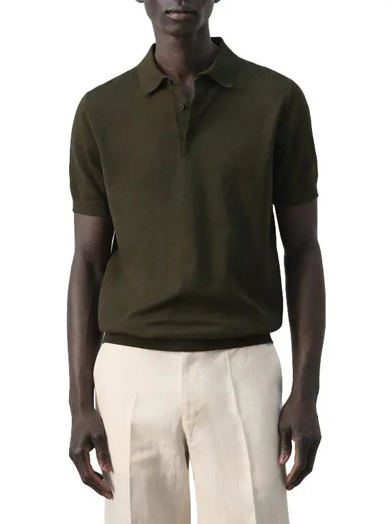 Mango Fine Knit Cotton Polo - Chocolate