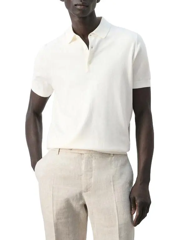 Mango Fine Knit Cotton Polo - Off White