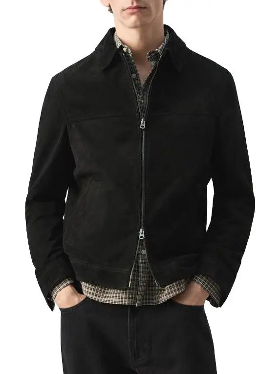 Mango Suede Jacket - Black