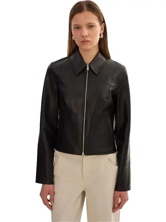 LAMARQUE Reversible Leather Jacket - Black/silver