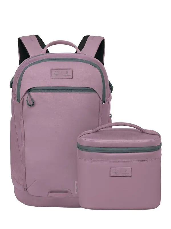 OSPREY Axis X Hydro Flask Backpack & Insulated Lunch Bag Bundle - Iris Pink