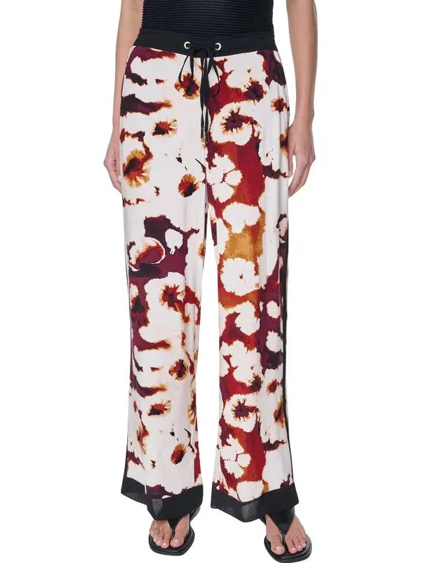 Dkny Printed Wide-leg Pants - Floral Inkblot