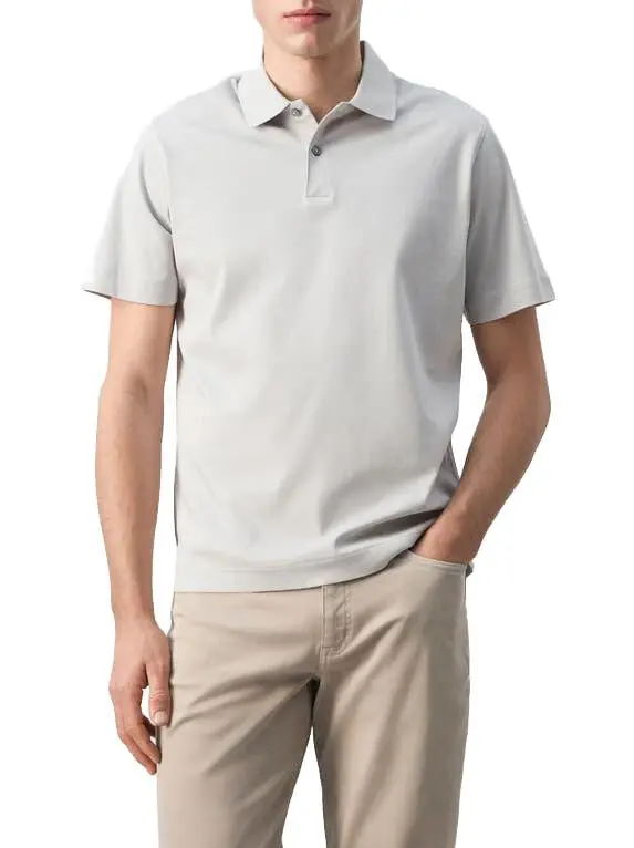 Mango Fine Knit Cotton Polo - Ice Grey