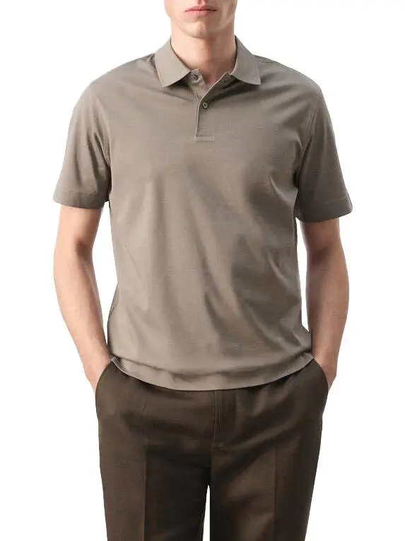 Mango Fine Knit Cotton Polo - Medium Brown