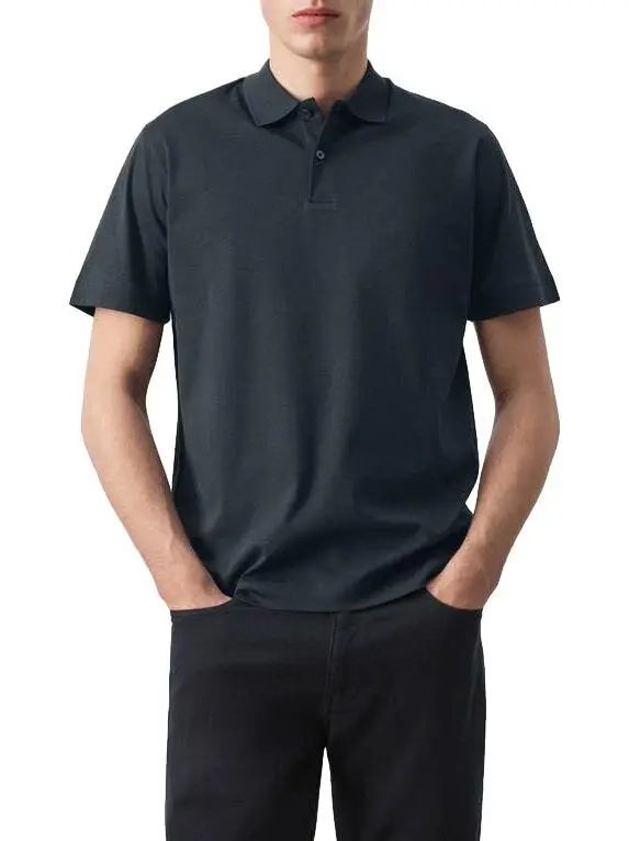 Mango Fine Knit Cotton Polo - Navy