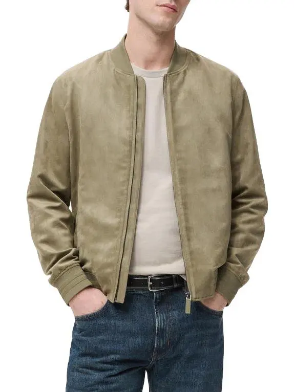 Mango Faux Suede Bomber Jacket - Khaki