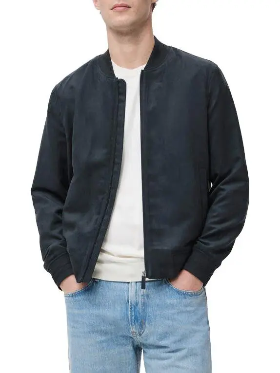 Mango Faux Suede Bomber Jacket - Navy