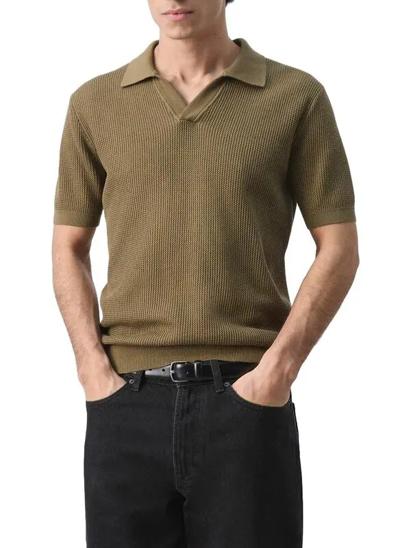 Mango Cotton Piqué Polo - Khaki Green