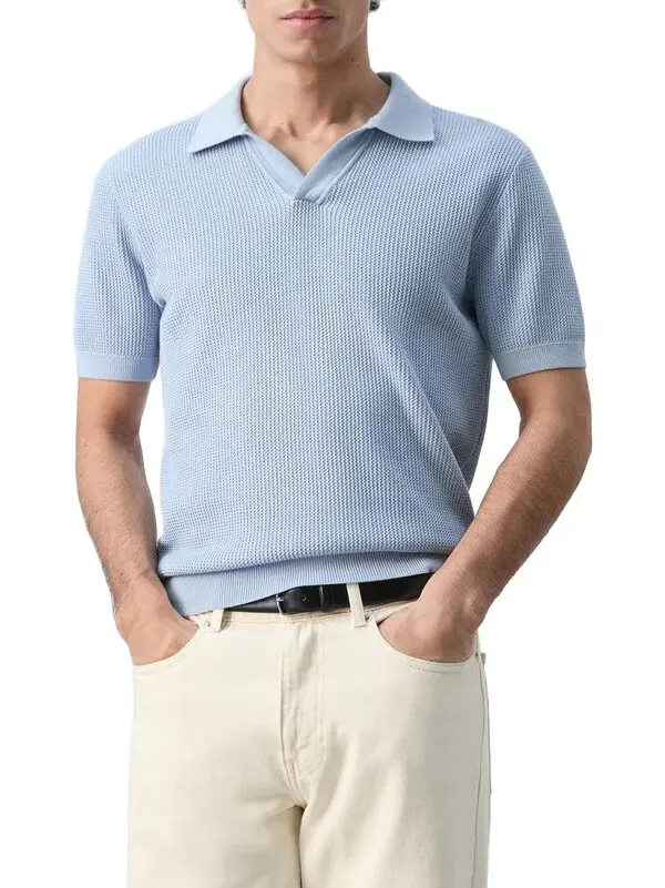 Mango Cotton Piqué Polo - Sky Blue