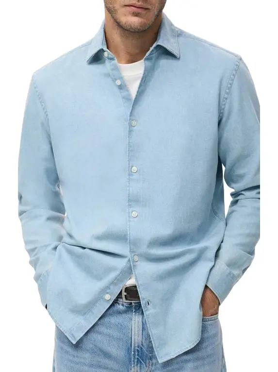 Mango Denim Button-up Shirt - Light Blue