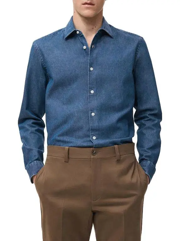 Mango Denim Button-up Shirt - Medium Blue