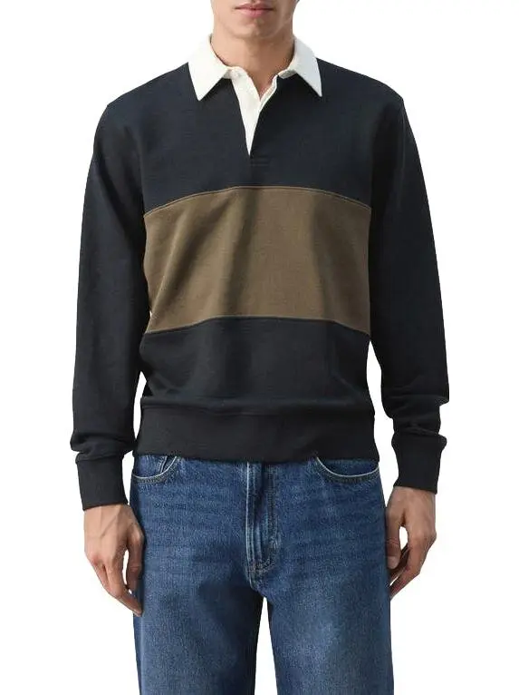 Mango Cotton Polo Sweatshirt - Navy