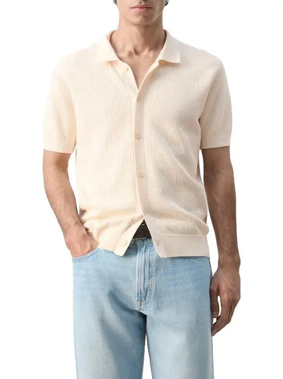 Mango Cotton Piqué Button-up Shirt - Off White