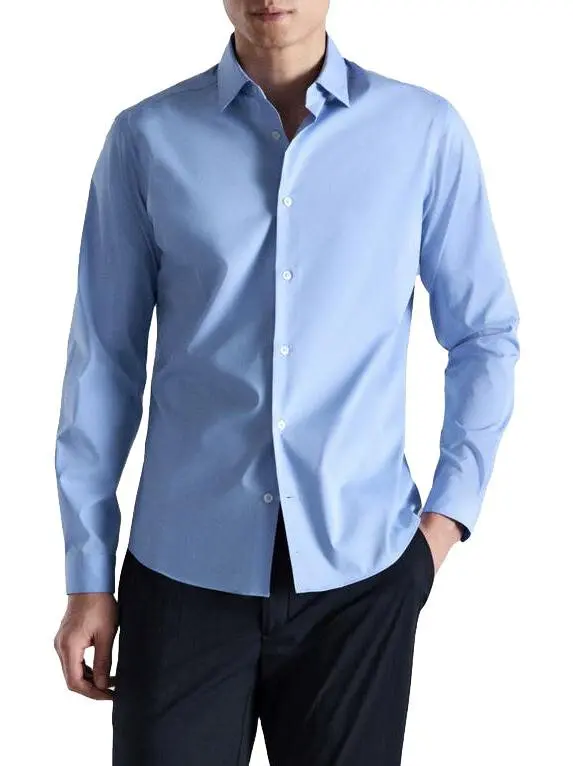 Mango Regular Fit Stretch Cotton Blend Button-up Shirt - China Blue