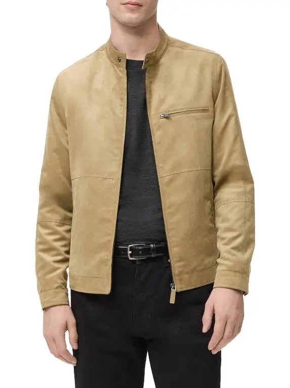 Mango Faux Suede Biker Jacket - Beige