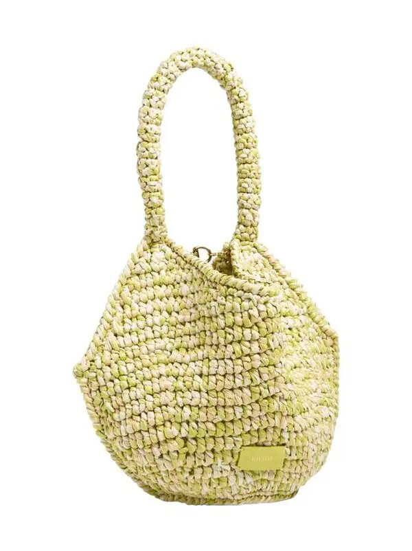 Khaite Mini Lotus Raffia Tote - Citron/white