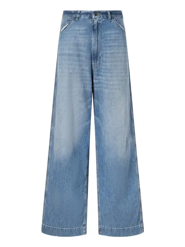 MAISON MARGIELA Distressed Mid-rise Wide-leg Jeans - Blue