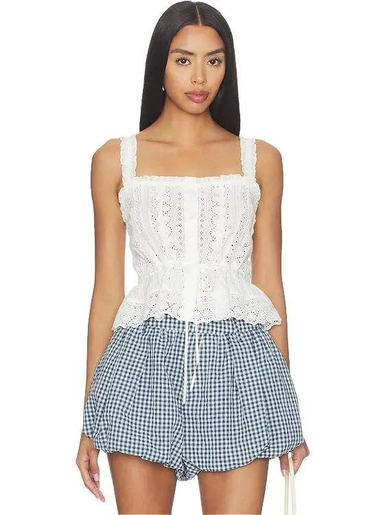 Astr The Label Saanvi Top Eyelet Button-front Blouse - White