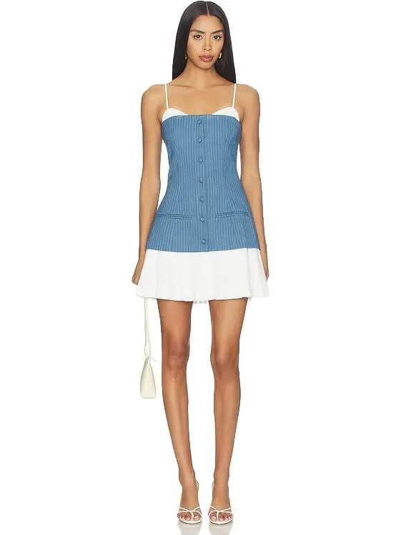 Astr The Label Amren Pleated Dress - Blue White