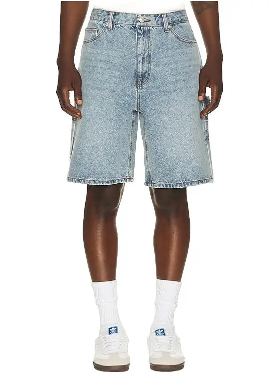 DUNST Classic Carpenter Denim Shorts - Light Blue