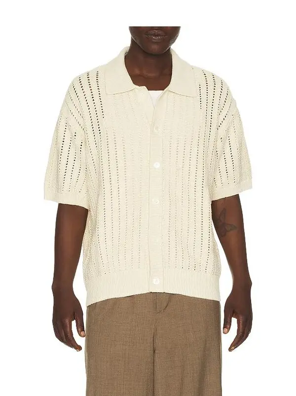 DUNST Relaxed Collared Cardigan - Ivory