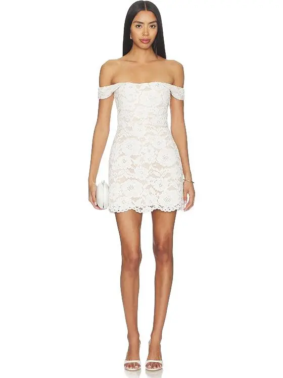 SAU LEE Daphne Lace Off-the-shoulder Dress - White