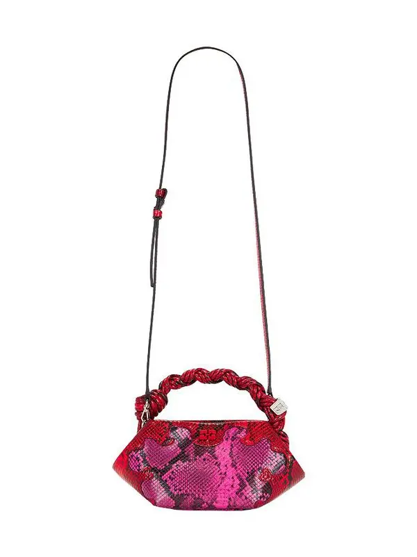 GANNI Bou Mini Snake Bag - Raspberry Rose