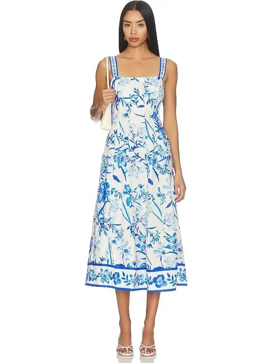 Yumi Kim Anya Floral Print Dress - Cyan Morning