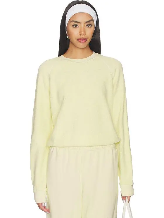 PERFECTWHITETEE Fleece Long Sleeve Crewneck Sweatshirt - Custard