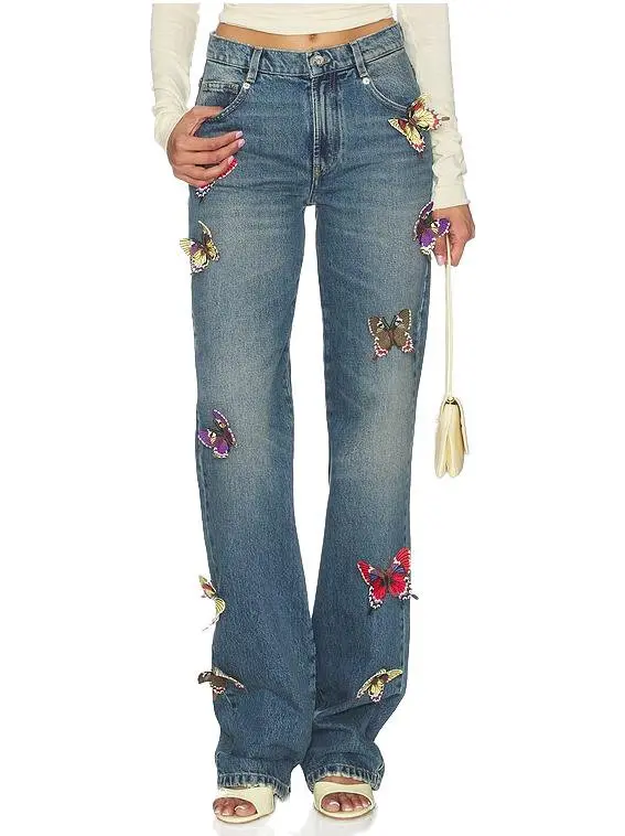 Blumarine Butterfly Boyfriend Jeans - Ice Blue